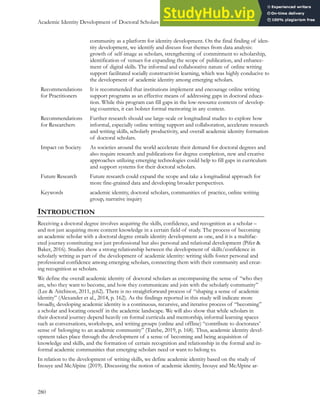 Academic Identity Development Of Doctoral Scholars In An Online Writing ...