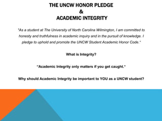 Academic integrity UNCW | PPTX
