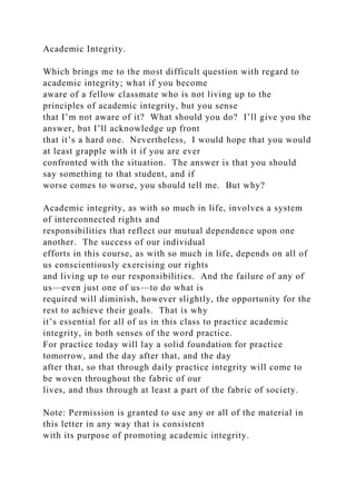 Academic Integrity A Letter to My Students[1] Bill T.docx