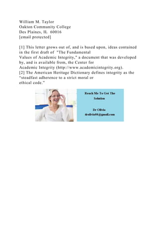 Academic Integrity A Letter to My Students[1] Bill T.docx
