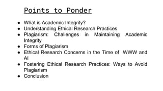 Ethical Concerns and Academic Integrity In Research Writing | PPTX
