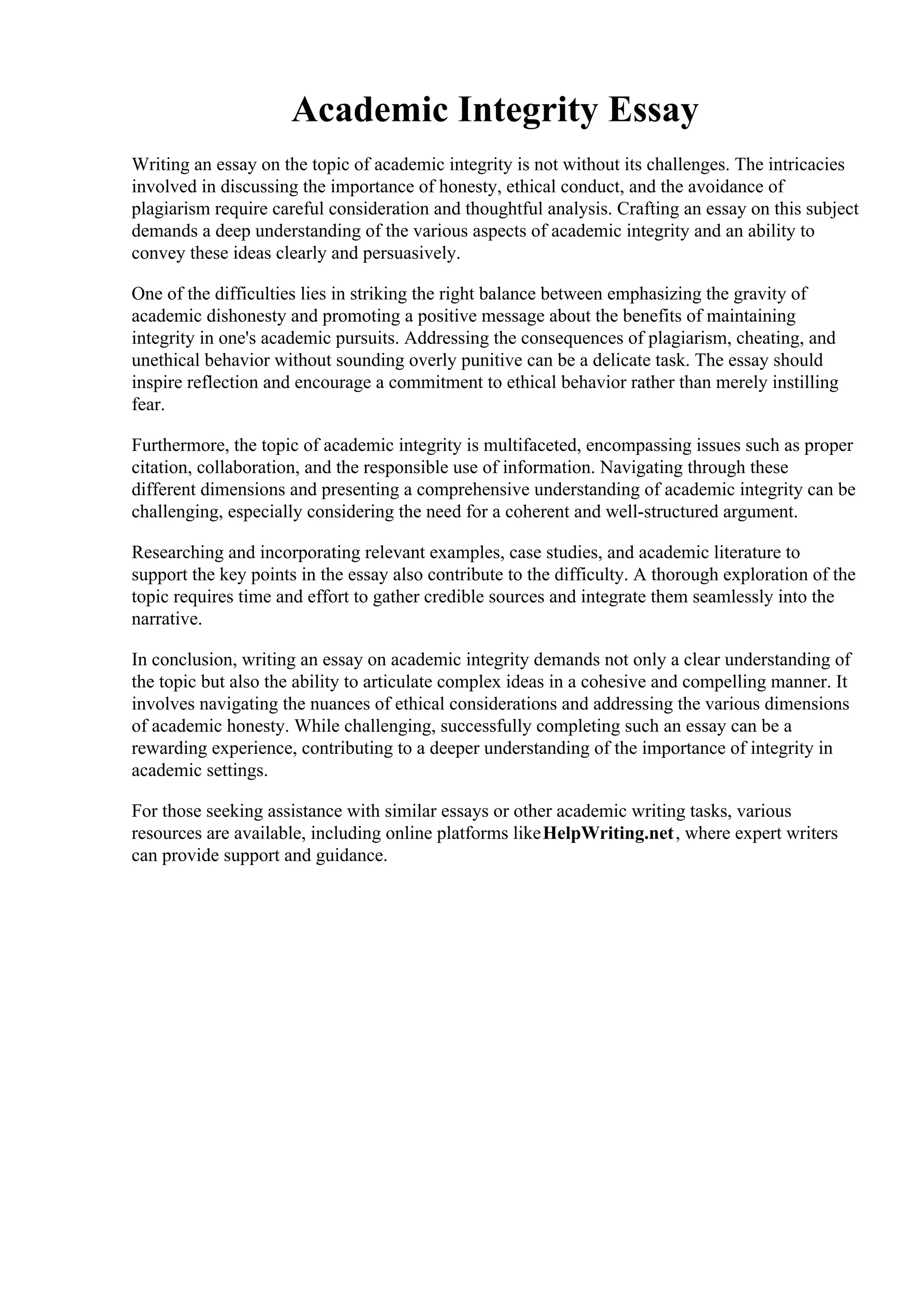 Academic Integrity Essay | PDF