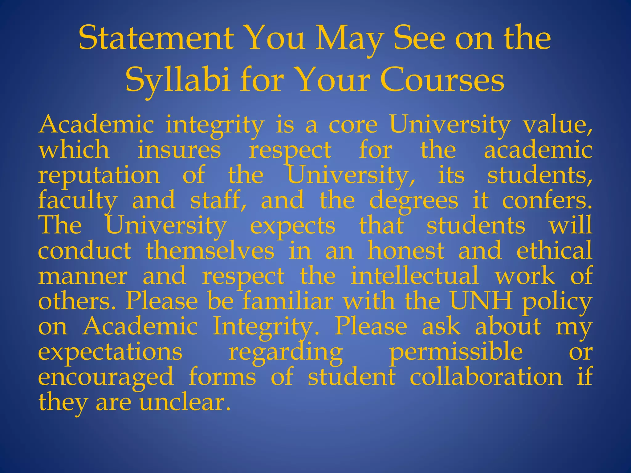 Academic integrity in the american university | PPTX