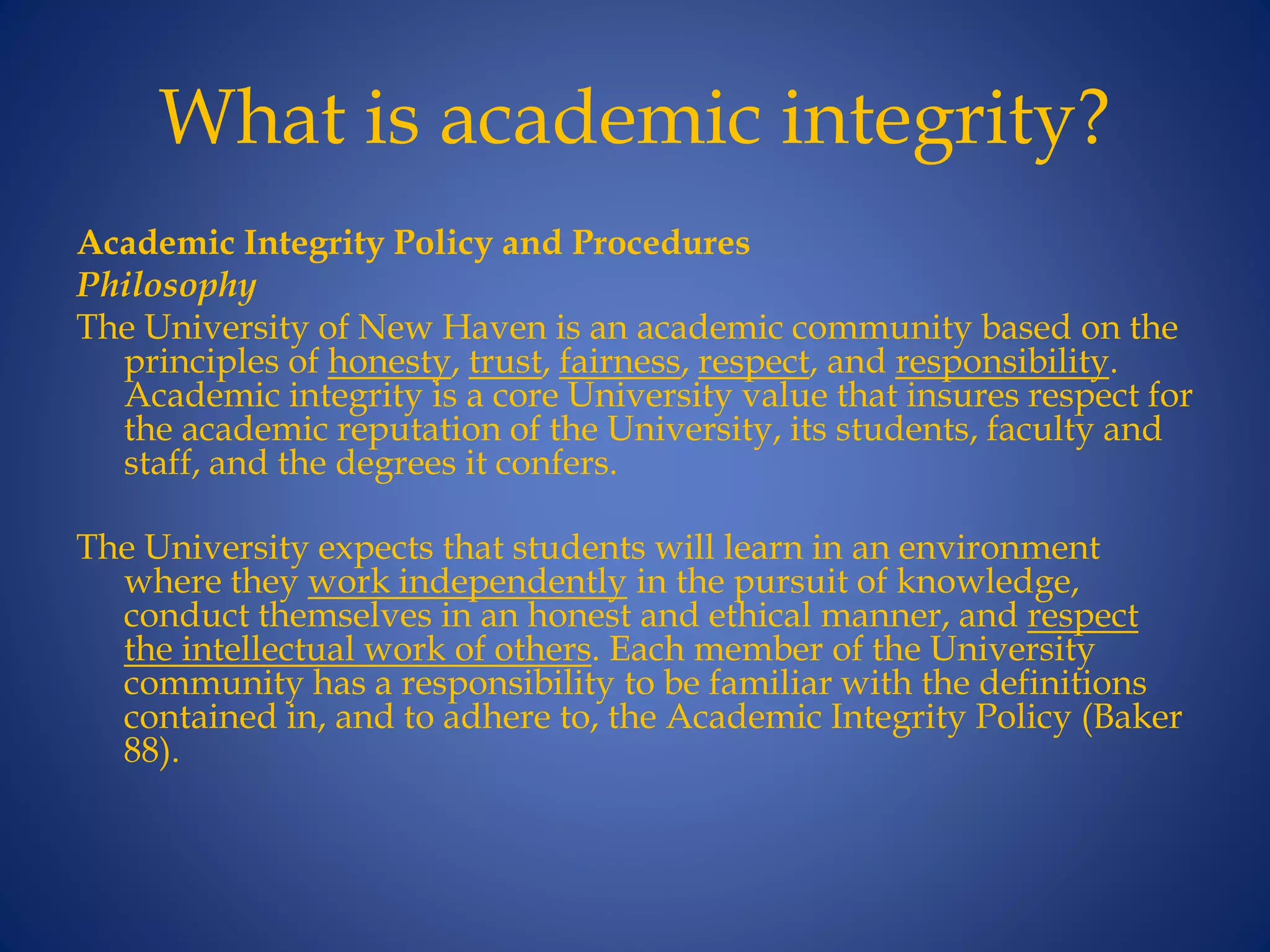 Academic integrity in the american university | PPTX