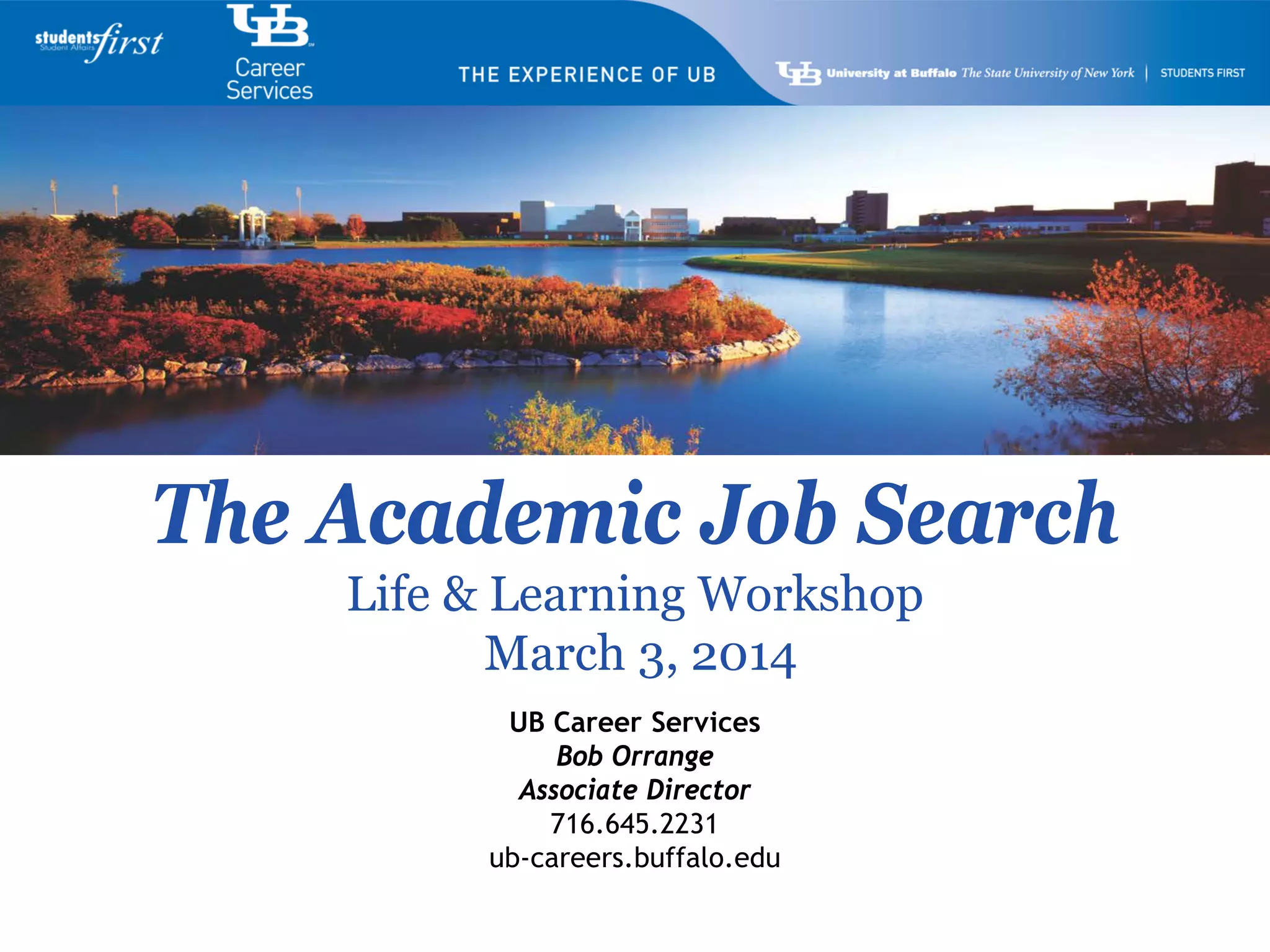 University at Buffalo Career Services Academic Job Search and Talk ...