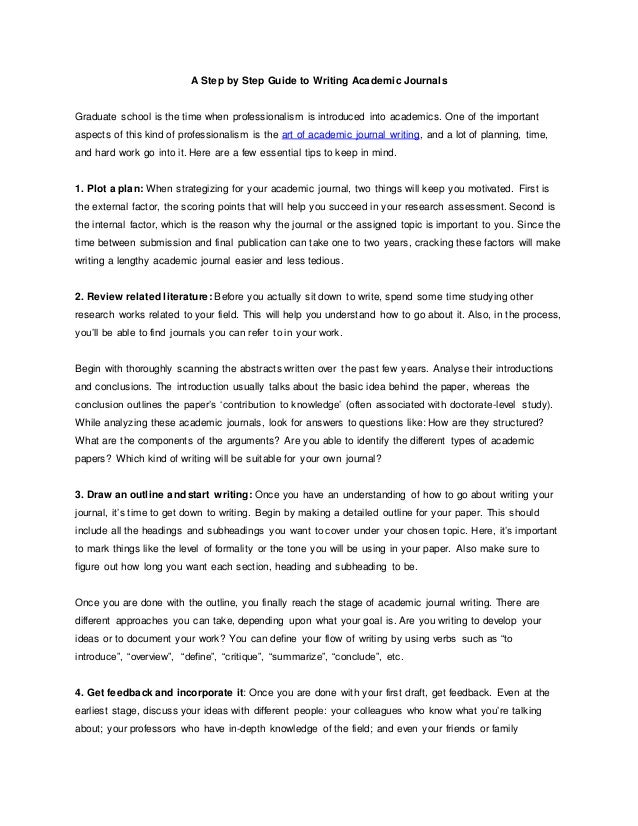 A Step by Step Guide to Writing Academic Journals