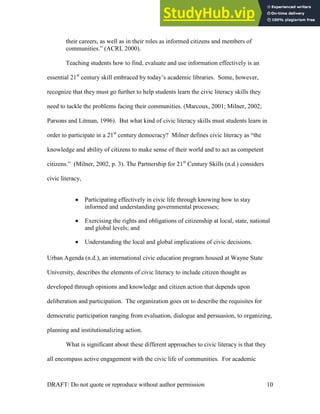 Academic Libraries As Hubs For Civic Engagement | PDF