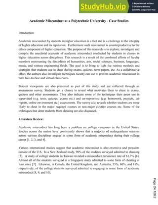 Academic Misconduct What Students Think And A Few Case Studies | PDF