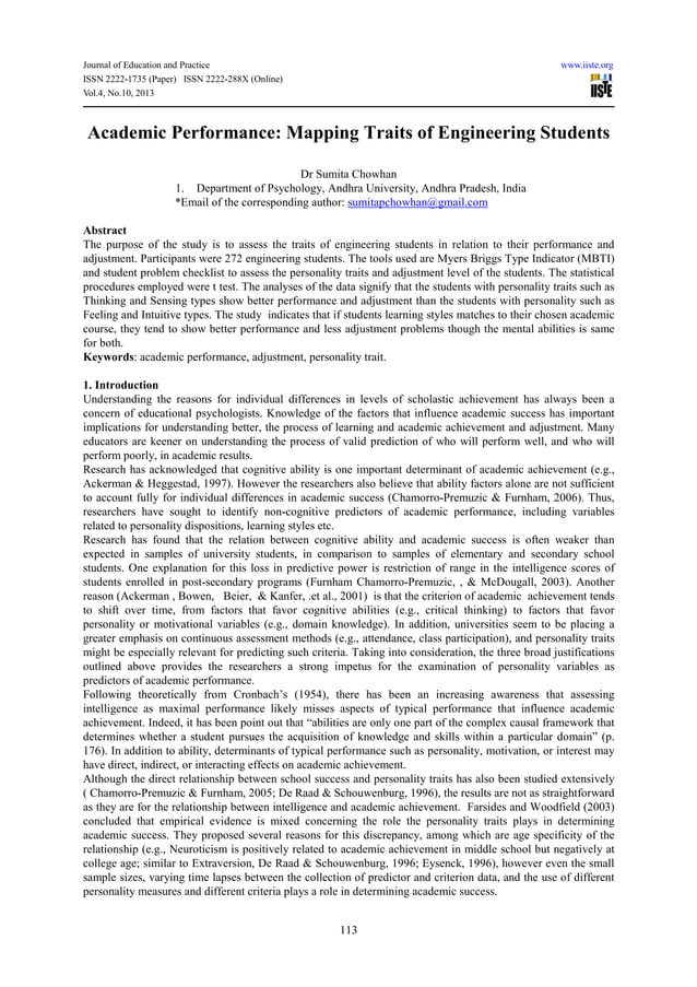 Academic performance mapping traits of engineering students | PDF