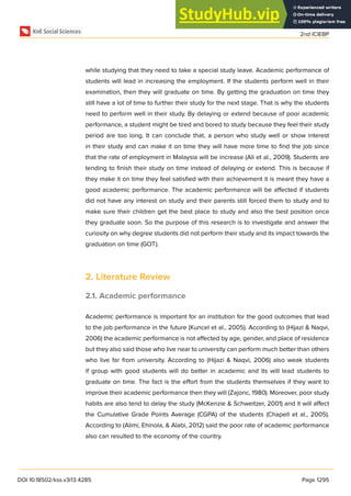 Academic Performance Of University Students A Case In A Higher Learning ...