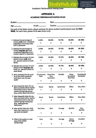 Academic Performance Rating Scale | PDF