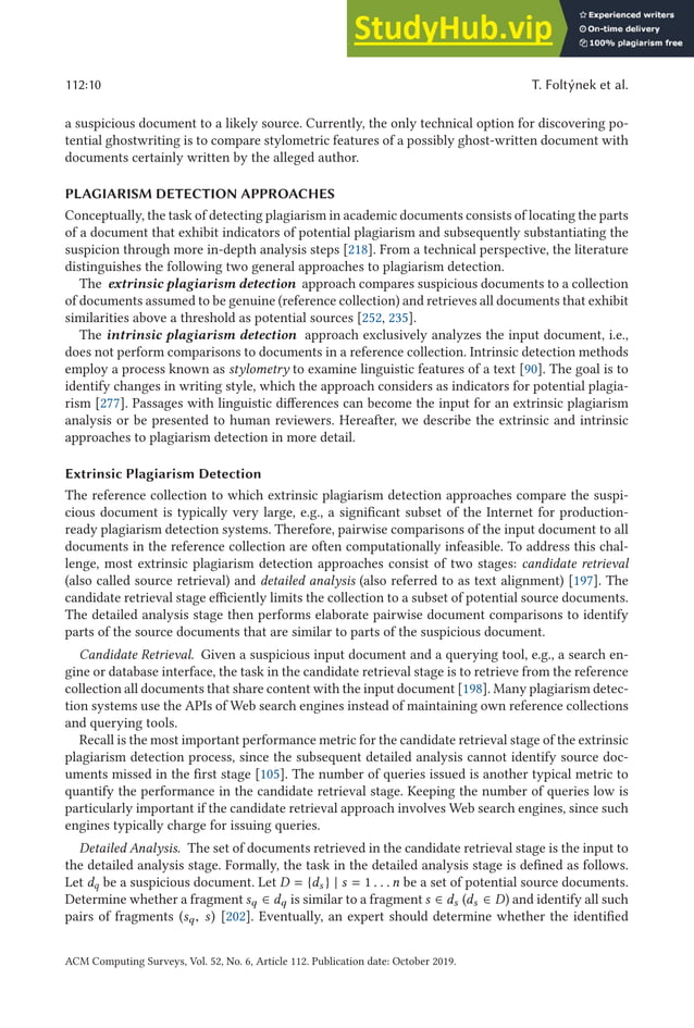 Academic Plagiarism Detection | PDF