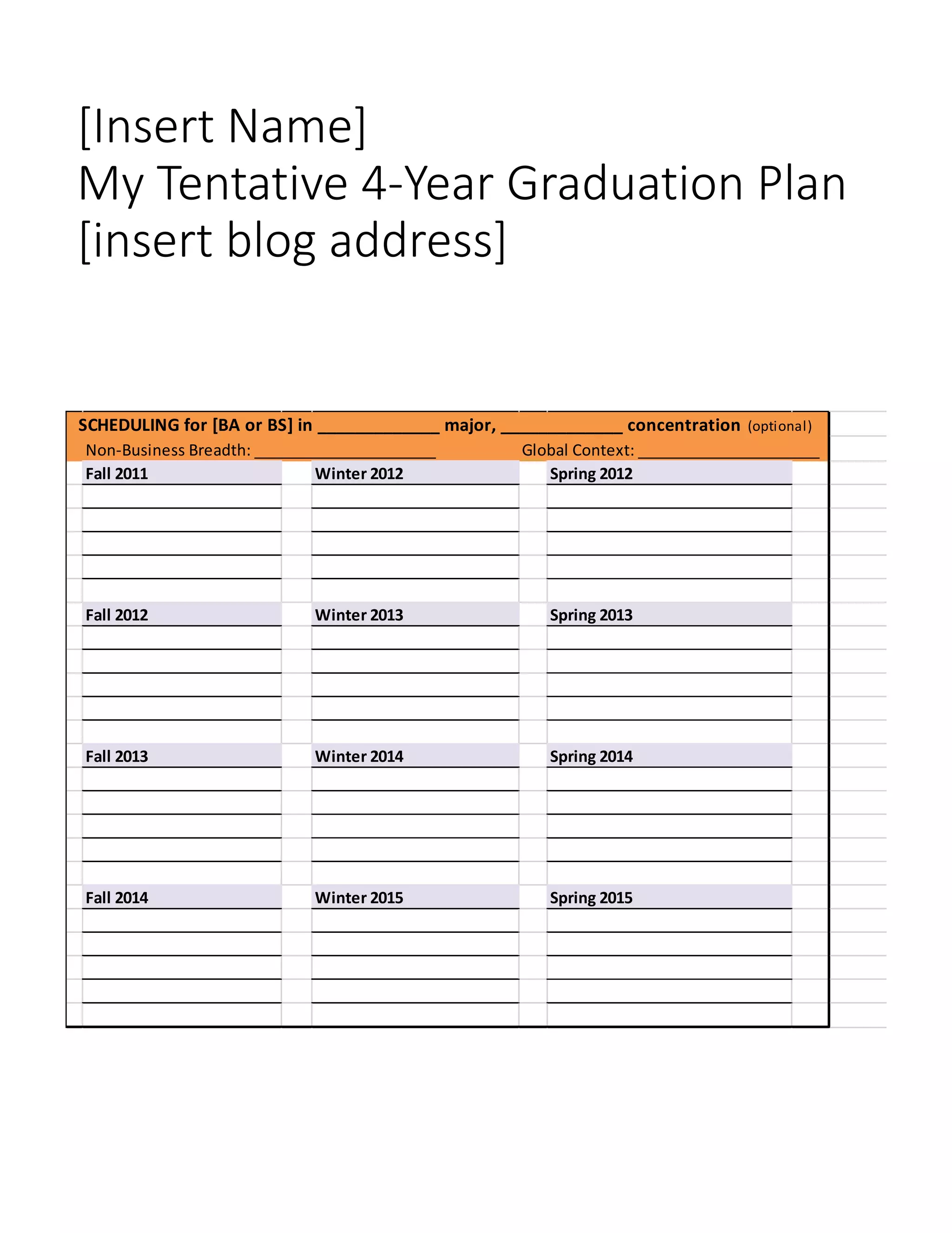4 Year Academic plan assignment | PPTX