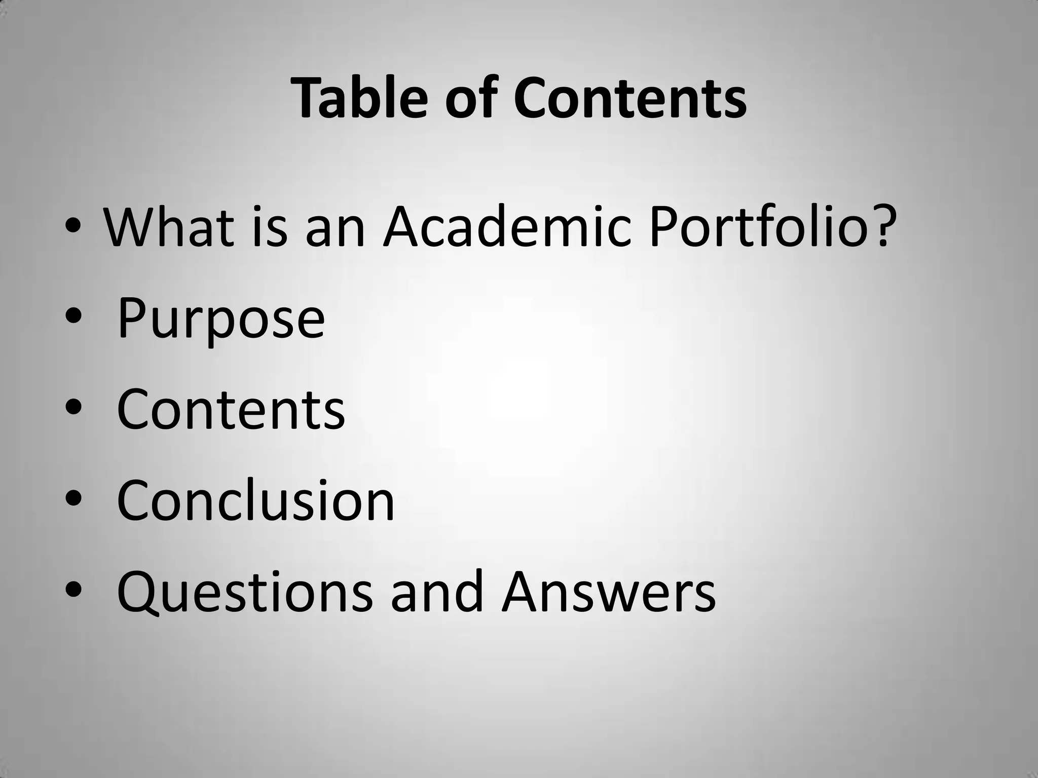 Academic Portfolio presentation | PPTX