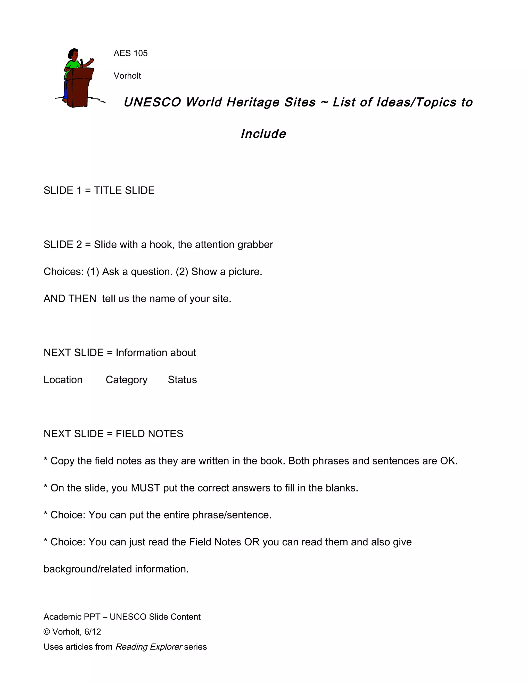 ORTESOL- UNESCO Slide Content | DOC