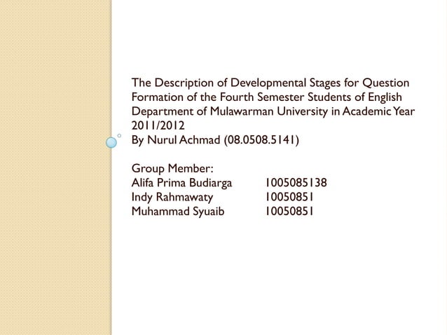 Developmental Stages for Question Formation | PPTX | Educational ...
