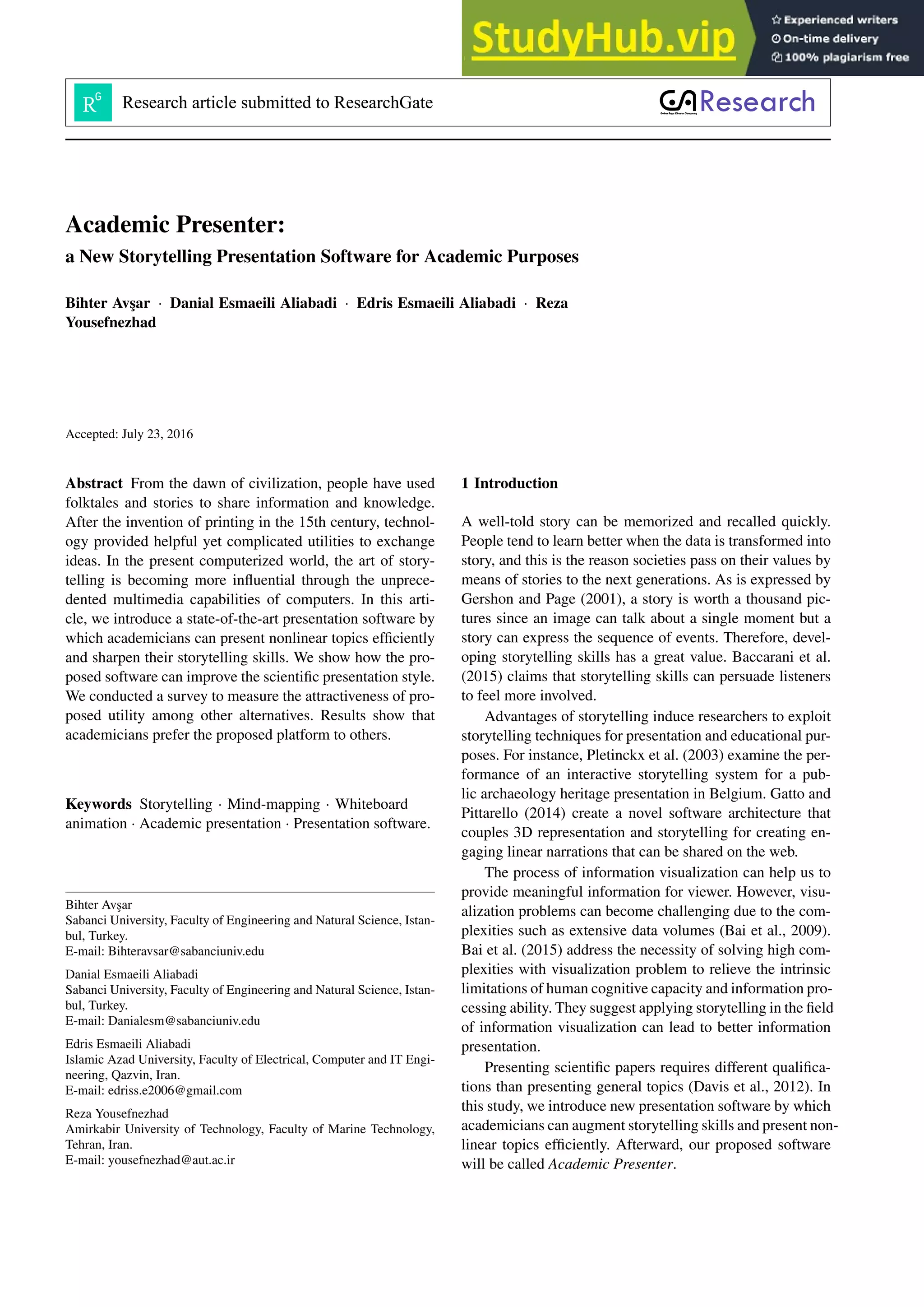 Academic Presenter A New Storytelling Presentation Software For ...