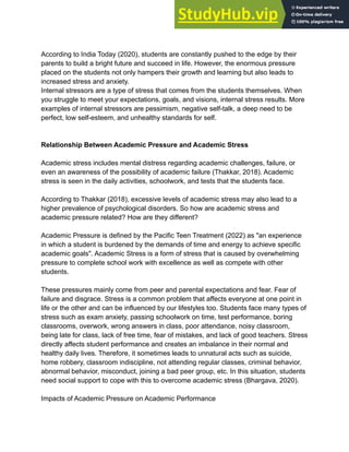 ACADEMIC PRESSURE EXPERIENCES OF SENIOR HIGH STUDENTS PURSUING DISTANCE ...