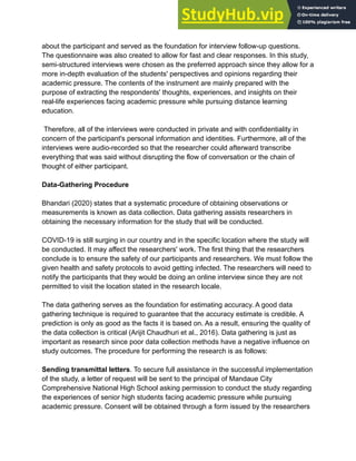 ACADEMIC PRESSURE EXPERIENCES OF SENIOR HIGH STUDENTS PURSUING DISTANCE ...