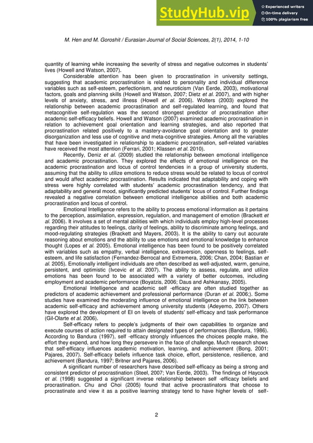 Academic Procrastination In Higher Education | PDF