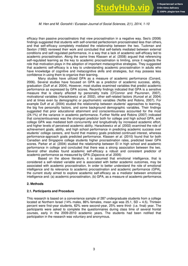 Academic Procrastination In Higher Education | PDF