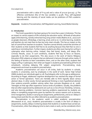 Academic Procrastination Of High School Students During The Covid-19 ...