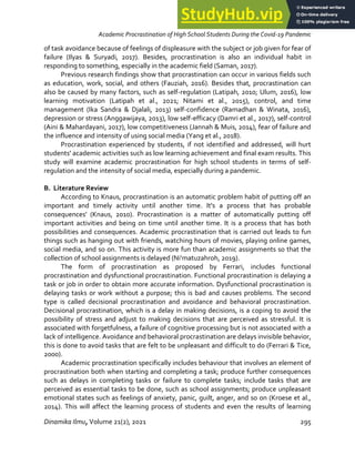Academic Procrastination Of High School Students During The Covid-19 ...