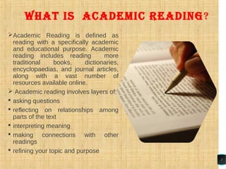 Academic Reading | PPT | Educational Assessment | Education