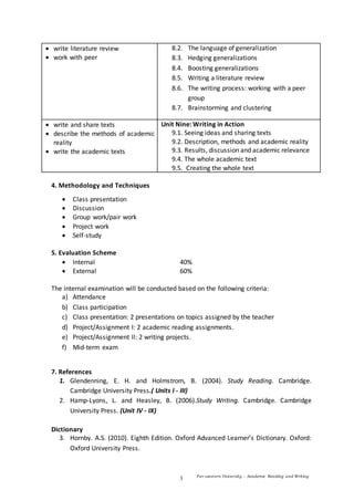 Academic reading and writing | DOCX | Undergraduate Education | College ...