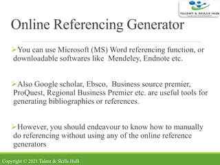 Academic referencing harvard style of referencing- | PPTX