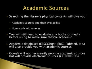 Finding & Evaluating Academic Research | PPTX