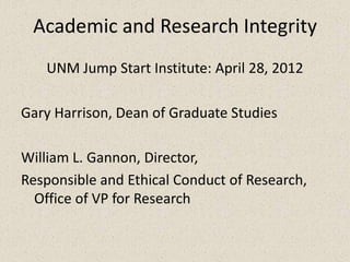Academic Research Integrity | PPTX