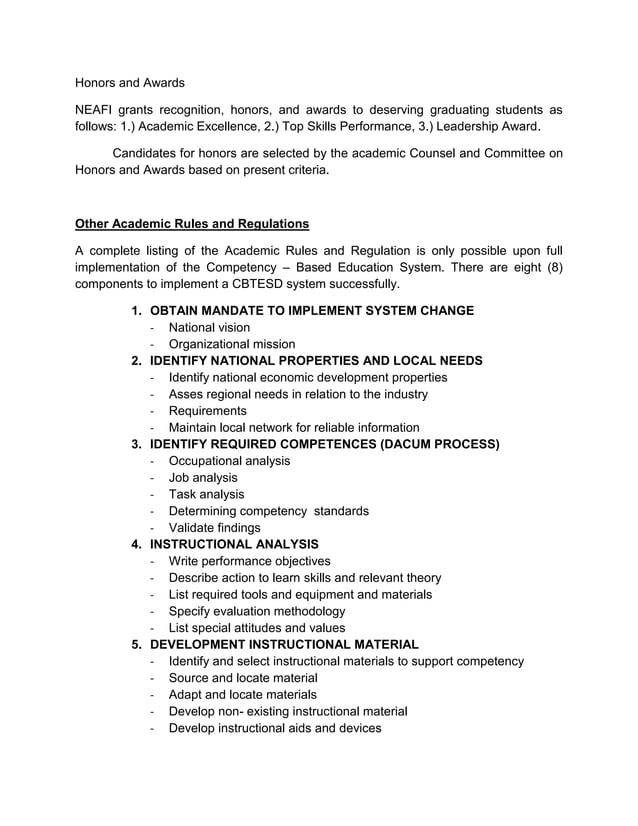 Academic rules for TESDA Programs | PDF