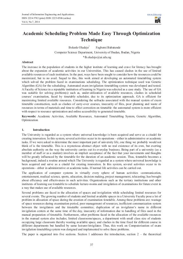 Academic Scheduling Problem Made Easy Through Optimization