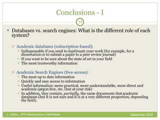 Academic Search Engines | PPT | Search | Internet