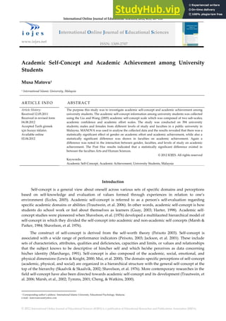 Academic Self-Concept And Academic Achievement Among University Students | PDF