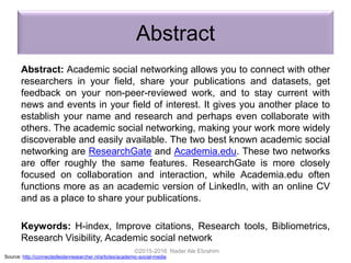 Academic social networking (ResearchGate & Academia) and the research ...