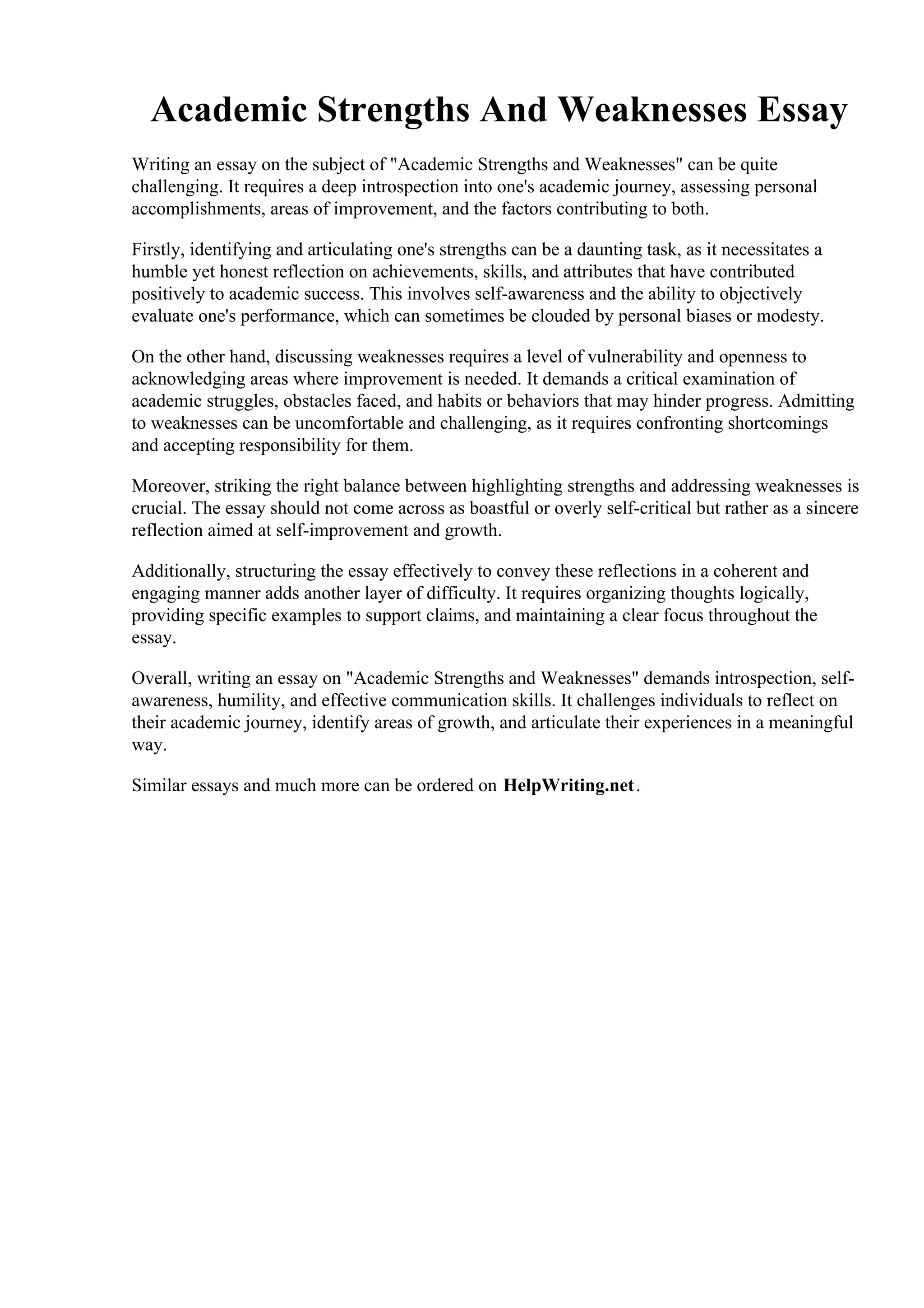 Academic Strengths And Weaknesses Essay.pdf