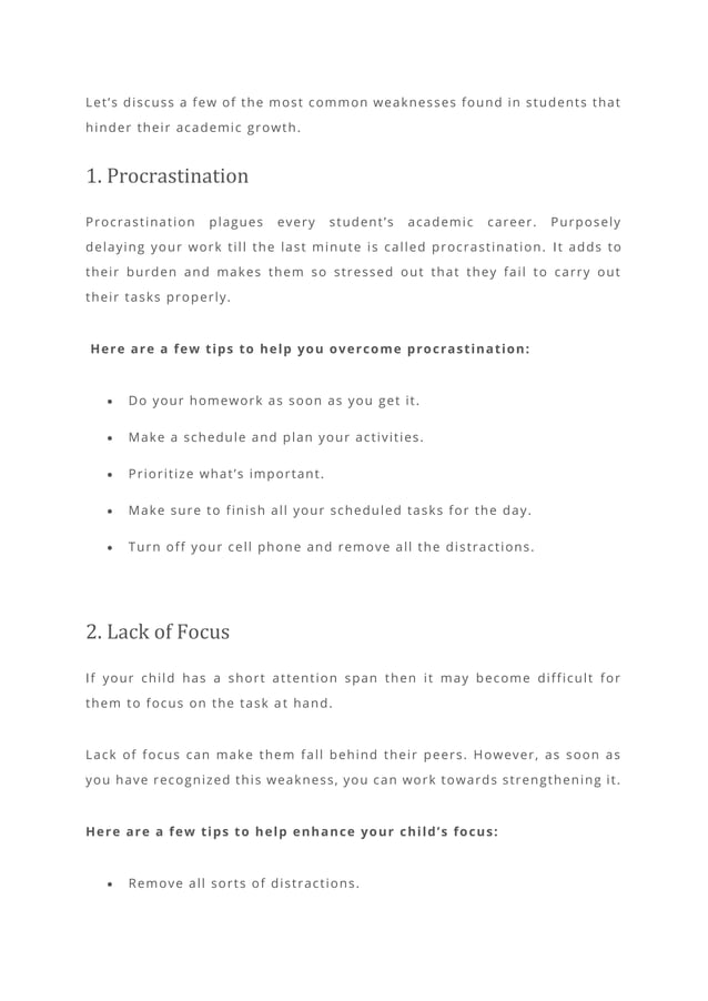 Academic strengths and weaknesses of students | PDF