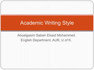 Academic Writing Style
