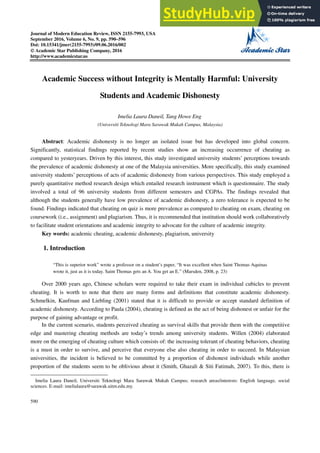 Academic Success Without Integrity Is Mentally Harmful University ...