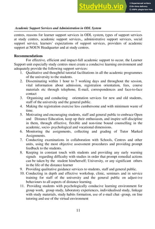 Academic Support Services And Administration In ODL Systems | PDF