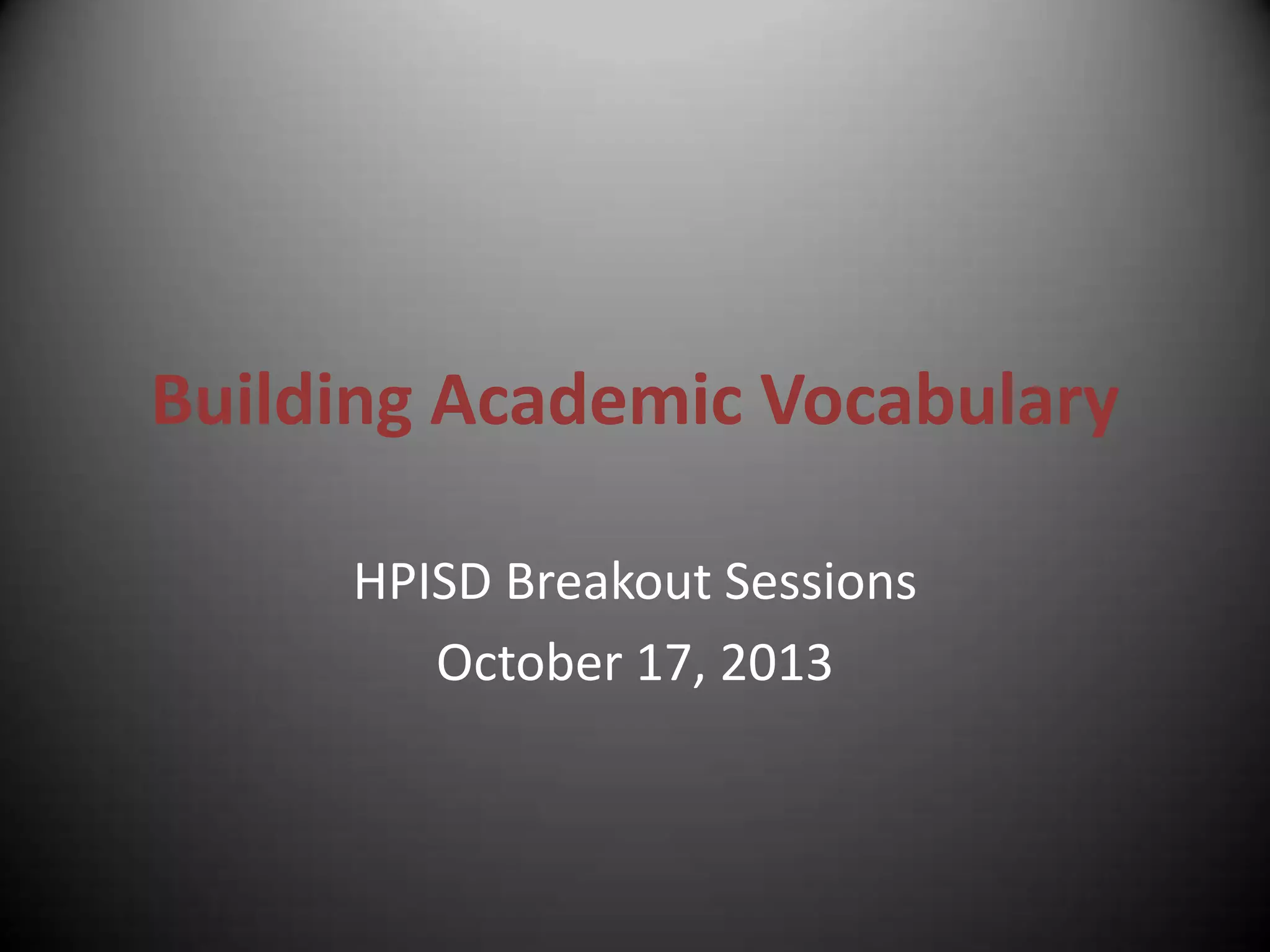 Academic Vocabulary | PPT