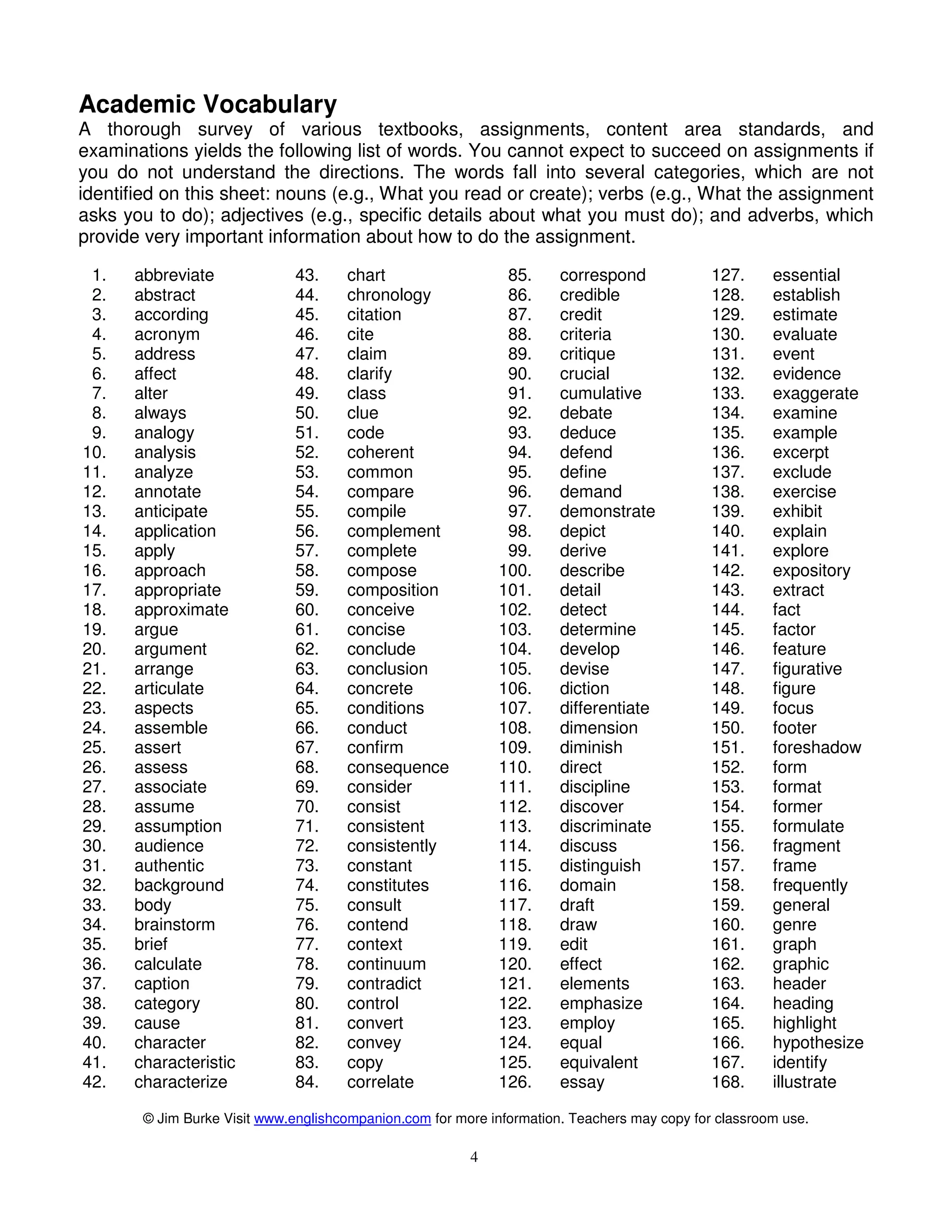 Academic vocabulary list | PDF