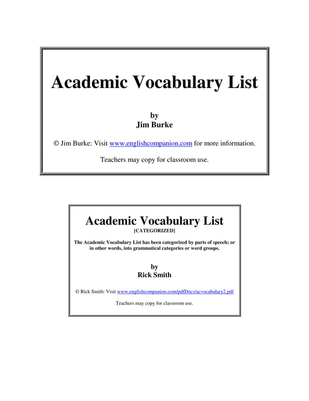 Academic vocabulary list | PDF