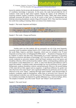 Academic Vocabulary Used By High School Students In Essays And Its ...