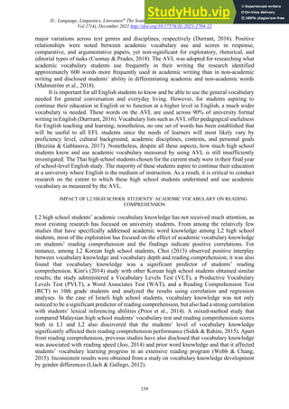 Academic Vocabulary Used By High School Students In Essays And Its ...