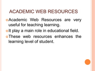 Academic web resources | PPTX
