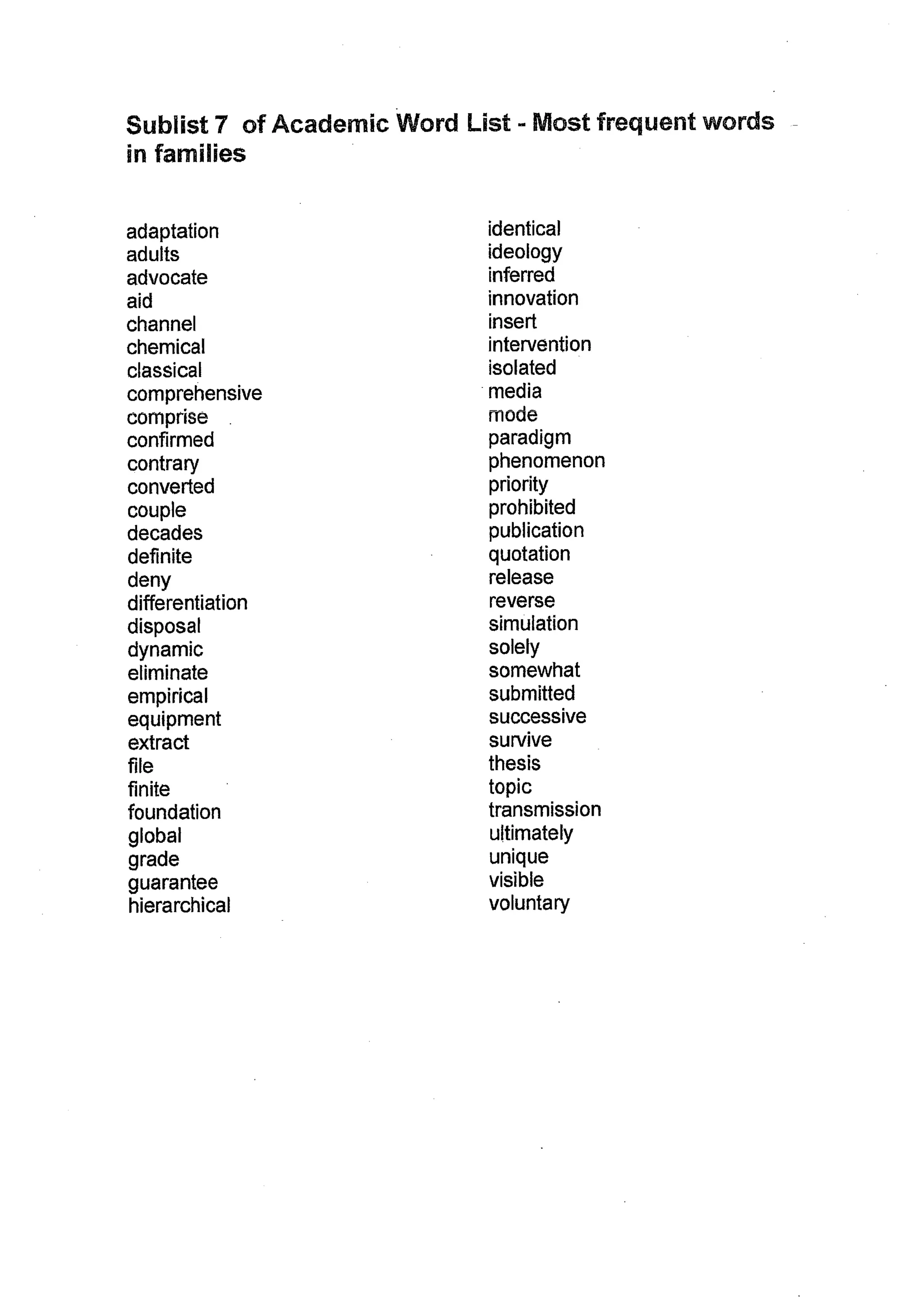 Academic word lists | PDF