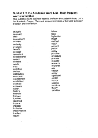 Academic word lists | PDF